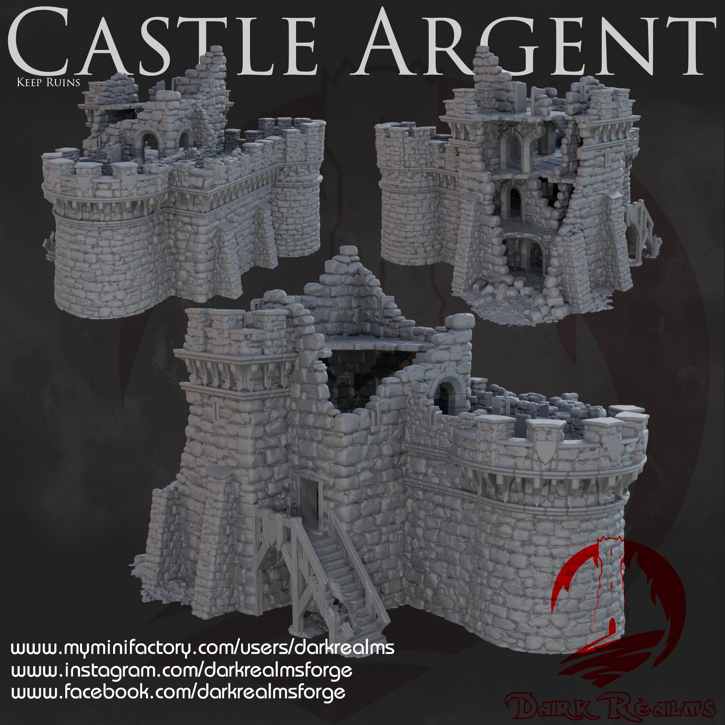 Castle Argent - Ruined Keep - Printed on FDM Bambu Lab X1 Carbon (Cust